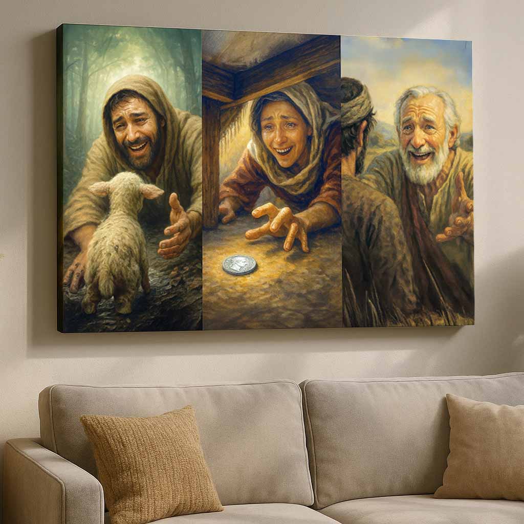 Three Parables of Jesus Canvas, Christian Inspirational Wall Art – CupCus